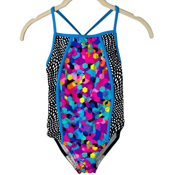 Speedo | Swim | Speedo Swimsuit Girls 8 Hexaplex Thin Strap One Piece ...